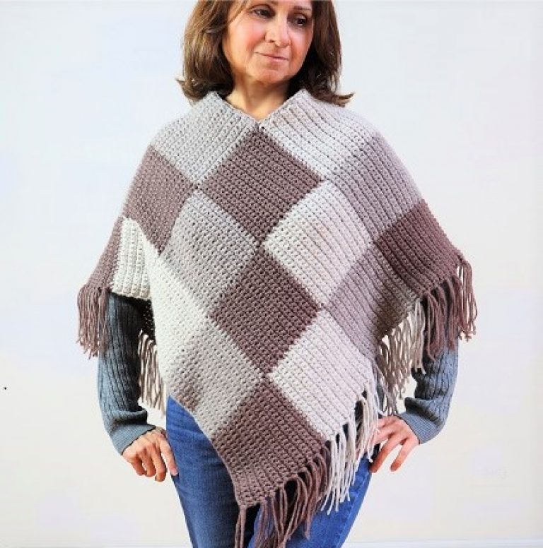 Crochet Poncho Color Blocks - Crazy Cool Crochet